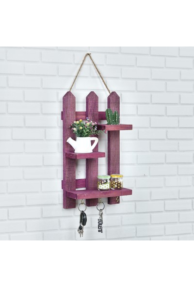 Primera Dekoratif Ahşap Çit Anahtarlık Mor
