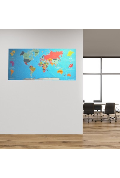 York Nevada Buffer® Renkli atlas Dünya haritası Manyetik Yapıştırıcı Gerektirmeyen Duvar Stickerı 118 cm * 56 cm