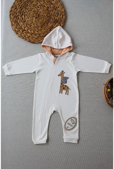 Tulum Ef Çizgi Ortak Kapüşonlu Unisex Bebek Ekru 6-9 Ay PS10029 Tulum Ef Çizgi Ortak Kapüşonlu Unisex Bebek Ekru 6-9 Ay PS10029