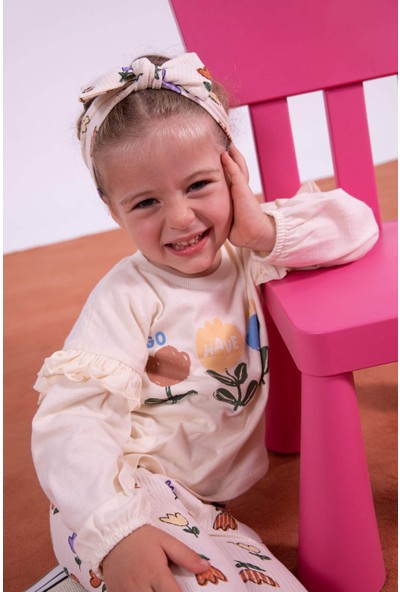 DeFacto Kız Bebek Regular Fit Desenli Sweatshirt Uzun Tayt Takım Y5692A222AU DeFacto Kız Bebek Regular Fit Desenli Sweatshirt Uzun Tayt Takım Y5692A222AU