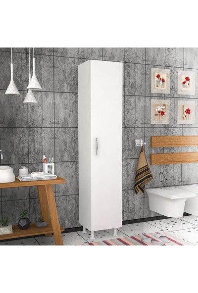 İzco Design 5 Raflı Banyo Boy Dolabı Çok Amaçlı Dolap