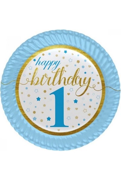 Pandoli Yıldız Yağmuru Erkek 1 Yaş Happy Birthday Tabak 8 Adet Mavi Renk Pandoli Yıldız Yağmuru Erkek 1 Yaş Happy Birthday Tabak 8 Adet Mavi Renk