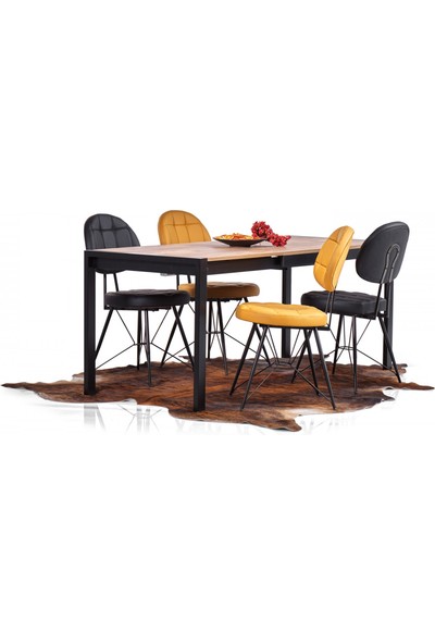 Hobala Modern Metal Kasa Atlantik Çam Açılabilir Ahşap Yemek Masası Hobala Modern Metal Kasa Atlantik Çam Açılabilir Ahşap Yemek Masası