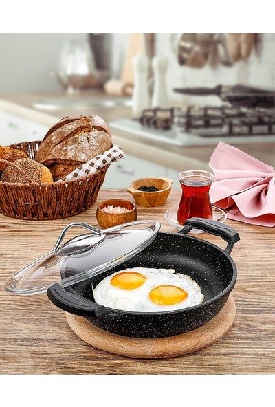 20 cm Kapaklı Döküm Granit Sahan