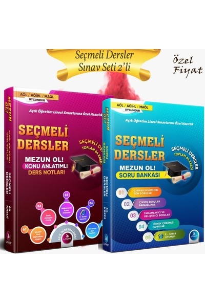 Liyakat Yayınları Seçmeli Dersler 2’li Efsane AÖL Sınav Seti - Seçmeli Dersler Konu Anlatımlı Ders Notları ve Soru Bankası - Açık Öğretim Lisesi Sınavlarına Özel Hazırlık - Mezun Ol Liyakat Yayınları Seçmeli Dersler 2’li Efsane AÖL Sınav Seti - Seçmeli Dersler Konu Anlatımlı Ders Notları ve Soru Bankası - Açık Öğretim Lisesi Sınavlarına Özel Hazırlık - Mezun Ol