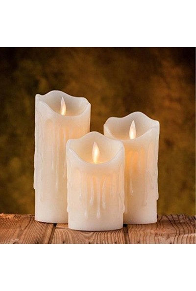 Biton Toptan Mum LED Mum Pilli 3 Lu Krem Erimiş Görünümlü LED Mum Pilli Biton Toptan Mum LED Mum Pilli 3 Lu Krem Erimiş Görünümlü LED Mum Pilli