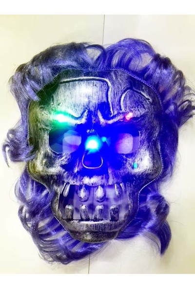 Tekno İstanbul Cadılar Bayramı Halloween Işıklı Kurukafa Maskesi Mor Saçlı Tekno İstanbul Cadılar Bayramı Halloween Işıklı Kurukafa Maskesi Mor Saçlı
