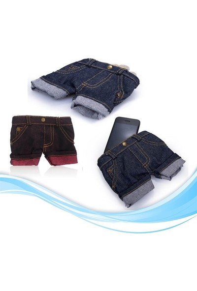 Kısa Jean Şeklinde Telefon Kılıfı ve Cüzdan