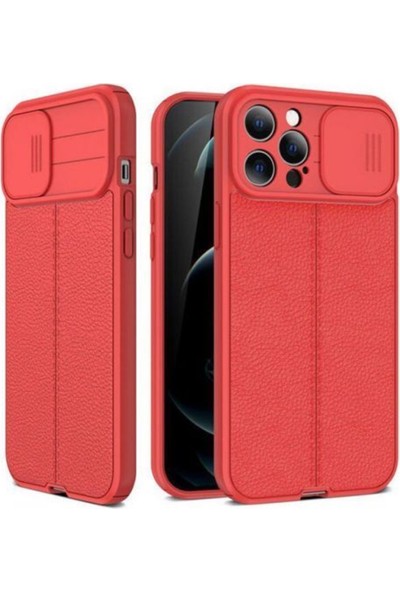 G-S Mağazacılık Apple iPhone 12 Pro Kırmızı Deri Görünümlü Sürgülü Kılıf
