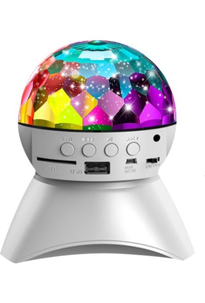 Disko Topu Küresi, Gece Lambası, Dönen Hareketli, LED Işık, Bluetooth Hoparlör Usb/sd/mp3 (Beyaz) Disko Topu Küresi, Gece Lambası, Dönen Hareketli, LED Işık, Bluetooth Hoparlör Usb/sd/mp3 (Beyaz)