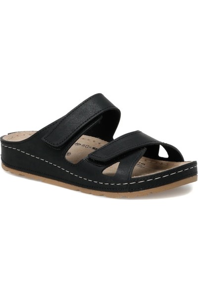 Polaris 103302 Siyah Renk Hakiki Deri 5 Nokta Ortopedik Terlik