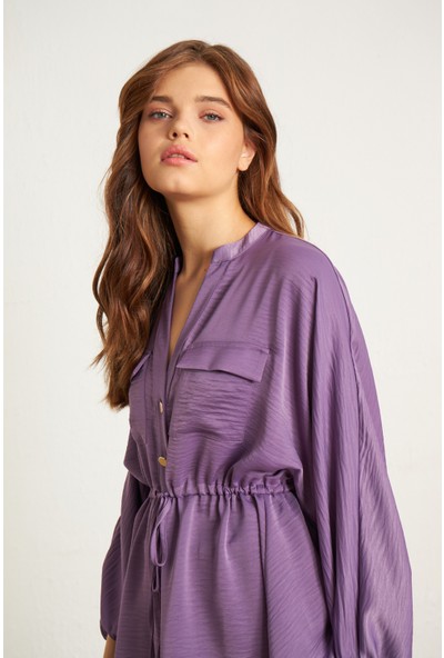 Gusto Ceket Bluz - Eflatun