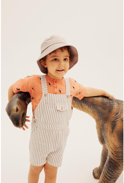 DeFacto Erkek Bebek Çizgili Kısa Askılı Tulum X0781A222SP