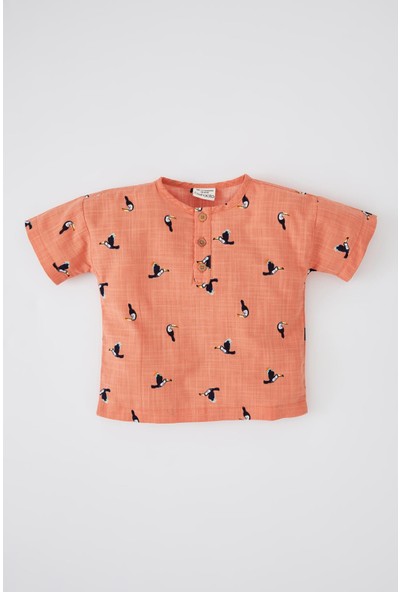 DeFacto Erkek Bebek Regular Fit Desenli Kısa Kollu Poplin Gömlek X1434A222SM DeFacto Erkek Bebek Regular Fit Desenli Kısa Kollu Poplin Gömlek X1434A222SM
