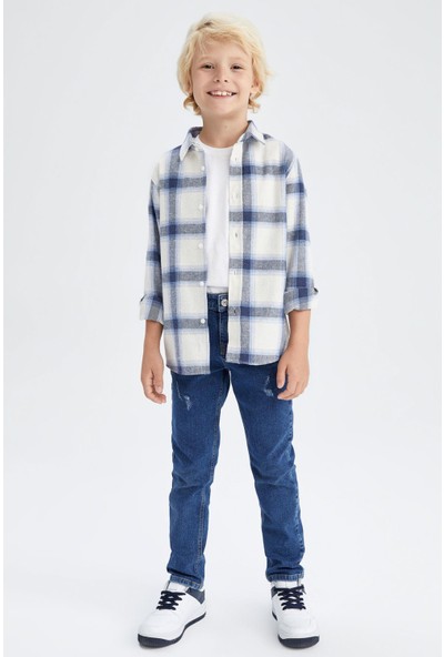 DeFacto Erkek Çocuk Regular Fit Polo Yaka Apoletli Kol Flanel Uzun Kollu Gömlek W3233A622AU DeFacto Erkek Çocuk Regular Fit Polo Yaka Apoletli Kol Flanel Uzun Kollu Gömlek W3233A622AU