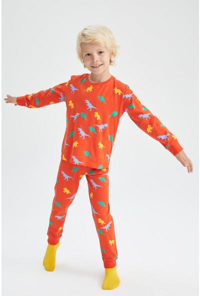 DeFacto Erkek Çocuk Dinozor Baskılı Pijama Takımı S0445A622AU