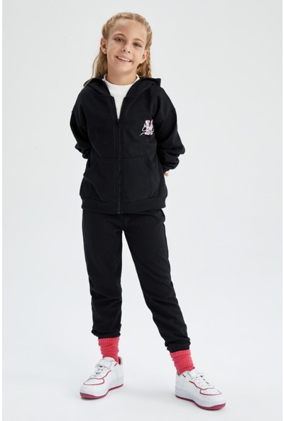DeFacto Kız Çocuk Kapüşonlu Baskılı Sweat Hırka Eşofman Alt Takımı Y3234A622AU