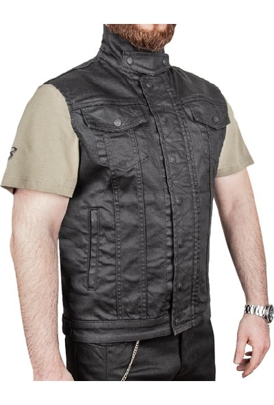 The Biker Jeans Black Iron Vest Korumalı Motosiklet Yeleği