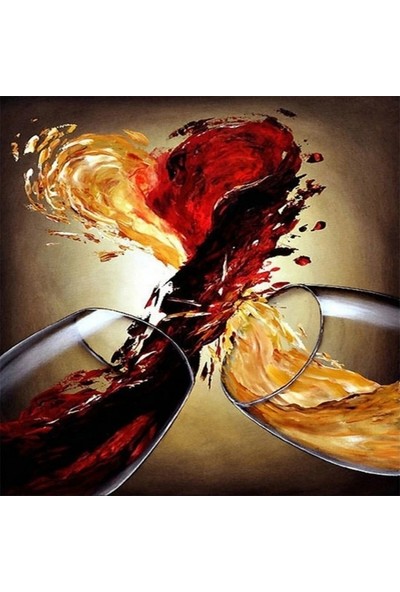 Canvas Iki Kadeh Sayılarla Boyama Seti Kasnaklı 60 x 75 cm