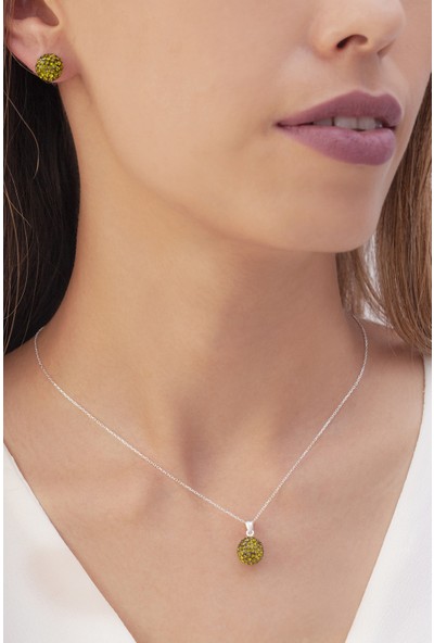 Ats Silver Zirkon Taşlı Top Kolye Küpe Takı Seti Ats Silver Zirkon Taşlı Top Kolye Küpe Takı Seti