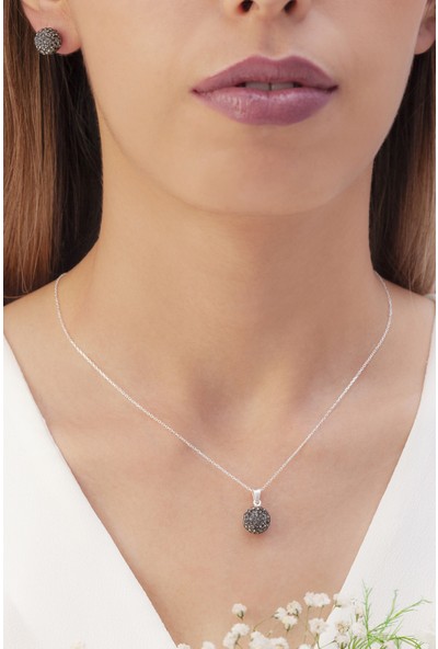 Ats Silver Zirkon Taşlı Top Kolye Küpe Takı Seti Ats Silver Zirkon Taşlı Top Kolye Küpe Takı Seti