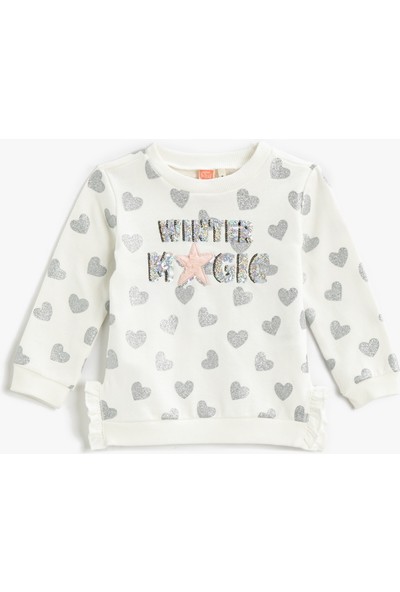 Puantiyeli Baskılı Sweatshirt Pamuklu