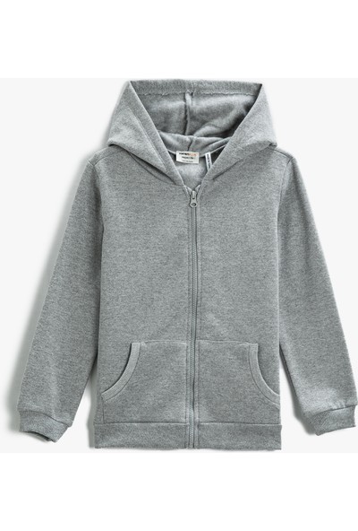 Fermuarlı Kapüşonlu Sweatshirt Cepli
