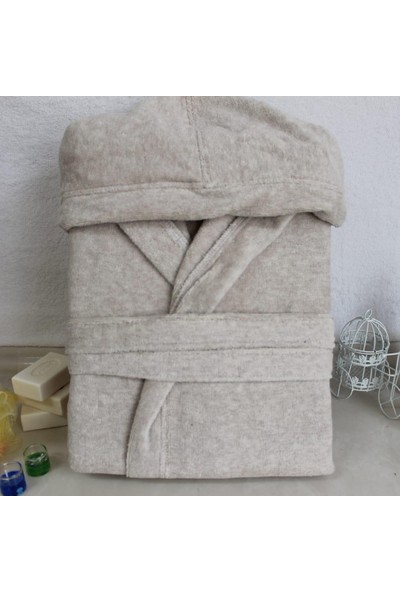 DGS Bornoz Klasik Pamuklu Bej Kapüşonlu Unisex PS3650 DGS Bornoz Klasik Pamuklu Bej Kapüşonlu Unisex PS3650