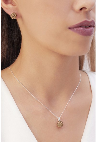Ats Silver Zirkon Taşlı Top Kolye Küpe Takı Seti Ats Silver Zirkon Taşlı Top Kolye Küpe Takı Seti