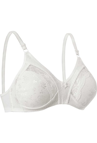 Royaleks Toparlayıcı Lez Ara Dantel Sütyen Ekru