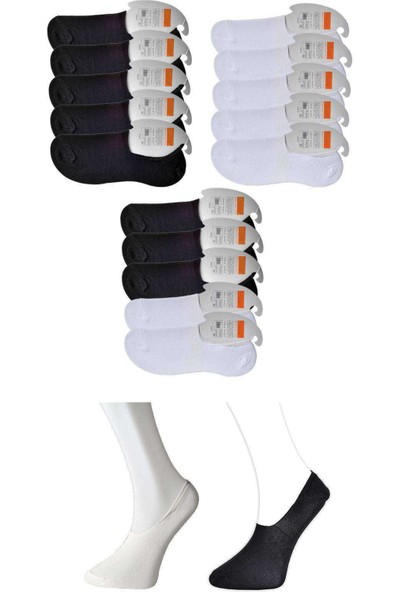 Siyah ve Beyaz Erkek Babet Çorap 15 Çift
