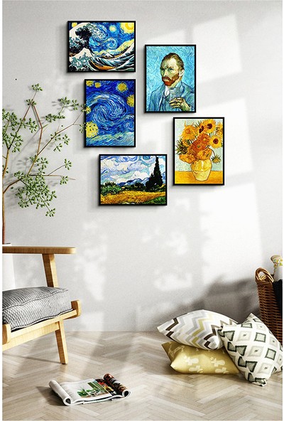 Çerçevesiz Çerçeve Görünümlü 5 Parça Mdf Tablo Seti Çoklu Baskı Seti Mdf Baskı Van Gogh Tablo ÖZC-MDF5D Çerçevesiz Çerçeve Görünümlü 5 Parça Mdf Tablo Seti Çoklu Baskı Seti Mdf Baskı Van Gogh Tablo ÖZC-MDF5D