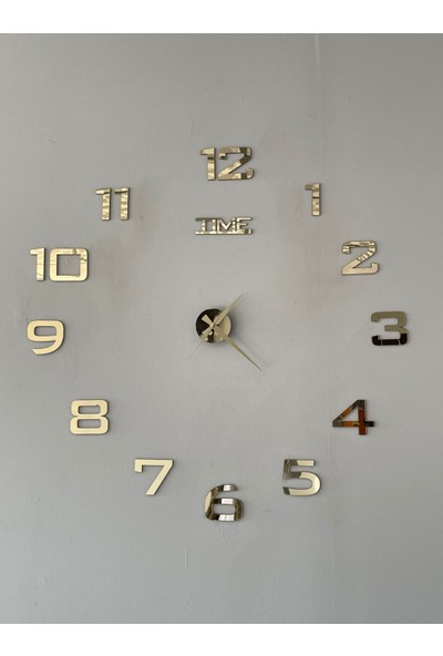Numa Concept Duvar Saati Büyük 3D Türkçe Rakamlı Gold