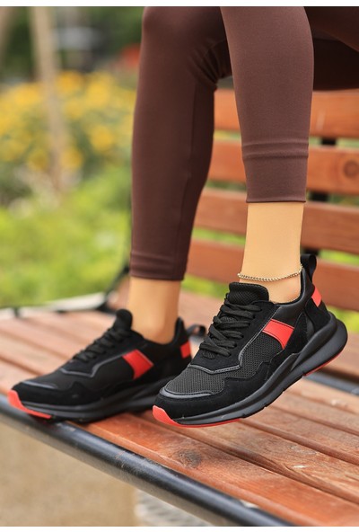 Promosions Joox Siyah Süet Kırmızı Detaylı Bağcıklı Spor Ayakkabı Promosions Joox Siyah Süet Kırmızı Detaylı Bağcıklı Spor Ayakkabı