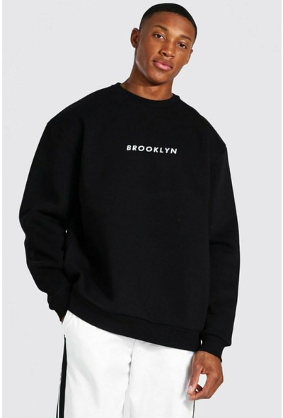 Afro Giyim Erkek Oversize Sweatshirt Brooklyn Baskılı Siyah Sweat Afro Giyim Erkek Oversize Sweatshirt Brooklyn Baskılı Siyah Sweat