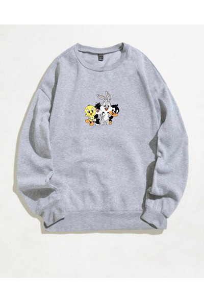 Afro Giyim Unisex Disney Baskılı Oversize Sweatshirt