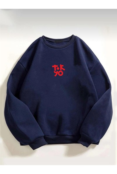 Unisex Oversize Tokyo Yazılı Baskılı Sweatshirt Unisex Oversize Tokyo Yazılı Baskılı Sweatshirt
