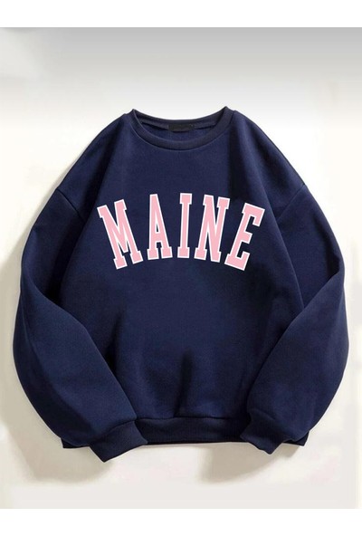 Afro Giyim Kadın Pembe Maine Yazılı Baskılı Oversize Sweatshirt Afro Giyim Kadın Pembe Maine Yazılı Baskılı Oversize Sweatshirt
