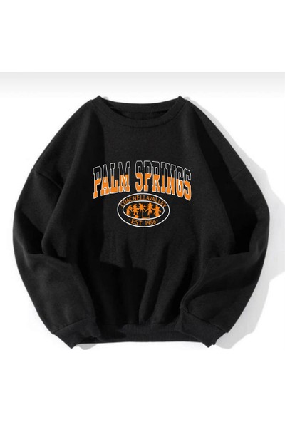 Afro Giyim Unisex Oversize Turuncu Palm Springs Baskılı Sweatshirt Afro Giyim Unisex Oversize Turuncu Palm Springs Baskılı Sweatshirt