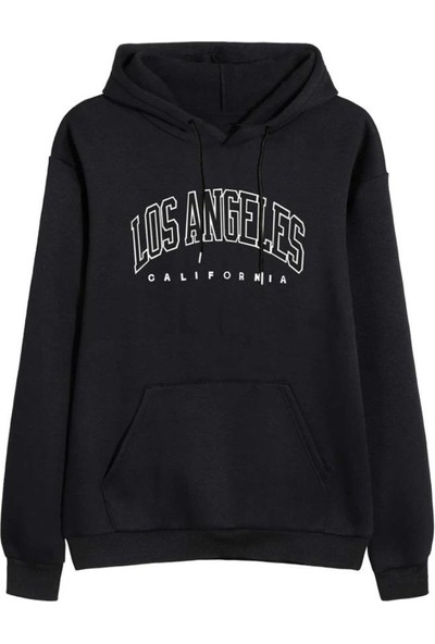 Afro Giyim Unisex Kapşonlu Los Angeles Baskılı Sweatshirt Hoodie