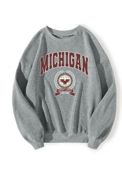Afro Giyim Unisex Oversize Mıchigan Great Baskılı Sweatshirt Afro Giyim Unisex Oversize Mıchigan Great Baskılı Sweatshirt