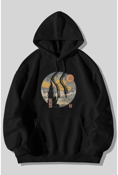 Afro Giyim Unisex Yıldızlı Gece Tablosu Baskılı Hoodie