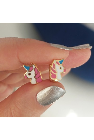Vaoov 925 Ayar Gümüş Unicorn Çocuk Küpe