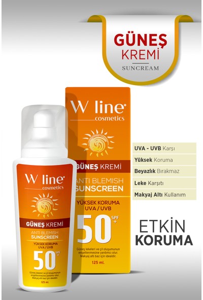 Wline Leke Karşıtı ve Aydınlatıcı Yüksek Korumalı Spf 50+ Yüz ve Vücut Güneş Kremi