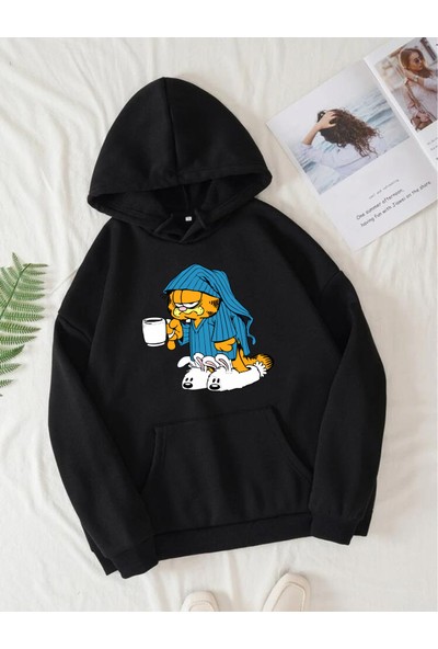 Afro Giyim Kadın Oversize Kapüşonlu Garfield Baskılı Sweatshirt Hoodie Afro Giyim Kadın Oversize Kapüşonlu Garfield Baskılı Sweatshirt Hoodie