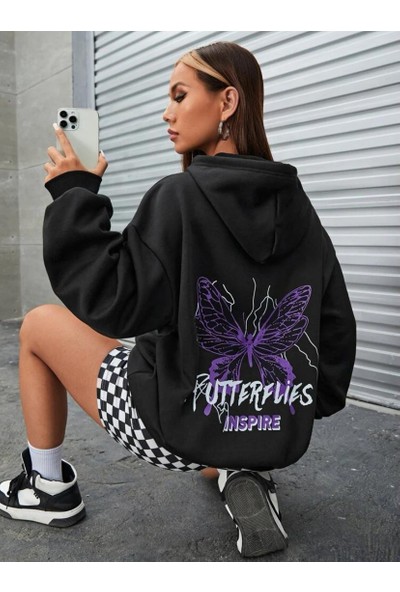 Afro Giyim Kadın Siyah Oversize Inspıre Sırt Baskılı Kapüşonlu Hoodie Afro Giyim Kadın Siyah Oversize Inspıre Sırt Baskılı Kapüşonlu Hoodie