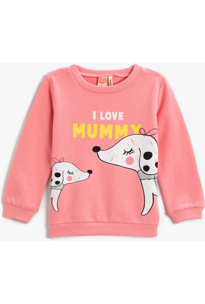 Köpek Grafik Baskılı Sweatshirt Pamuklu
