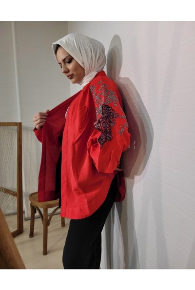Orfeonegro Arkası ve Kolları Kuş Nakışlı Kimono 32176