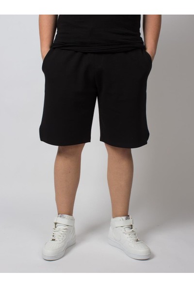 T-35 Siyah Sade Basic Pamuklu Büyük Beden Şort