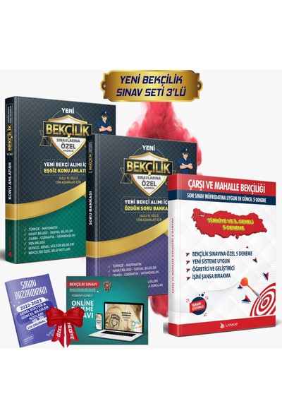 3 Lü Set Gece Kartalları Çarşı ve Mahalle Bekçiliği Alımına Özel Hazırlık Konu Anlatımı + Soru Bankası + 5 Bekçilik Denemesi (Online Sınav Hediyeli) 3 Lü Set Gece Kartalları Çarşı ve Mahalle Bekçiliği Alımına Özel Hazırlık Konu Anlatımı + Soru Bankası + 5 Bekçilik Denemesi (Online Sınav Hediyeli)